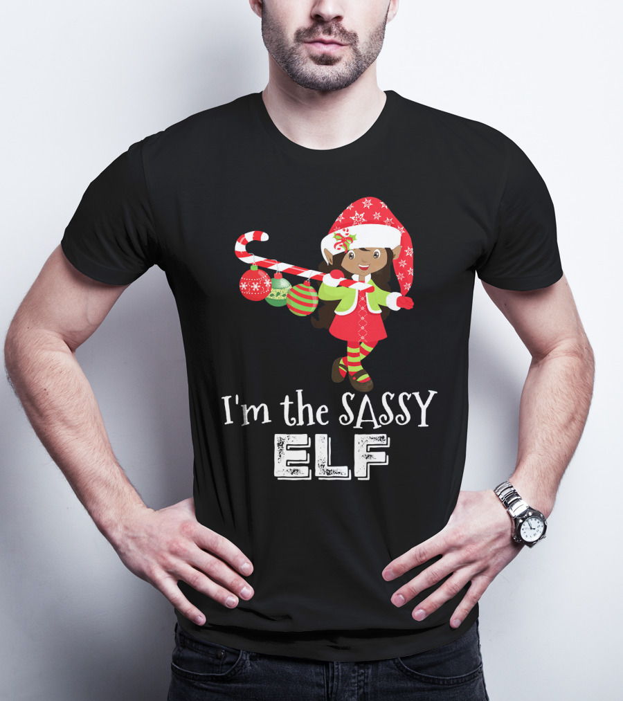 I'm The Sassy Elf African American Girls Christmas T-Shirt