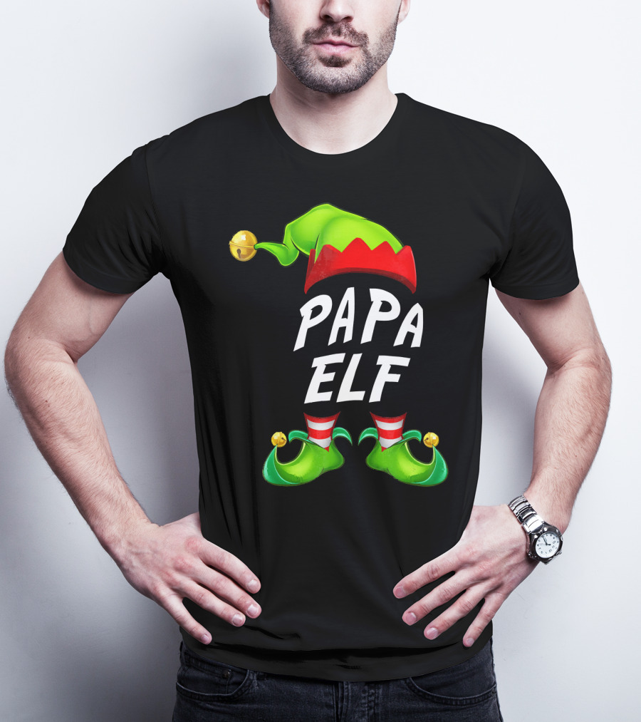 Christmas Papa Elf Green Hat And Shoes Funny Holiday Edition T-Shirt
