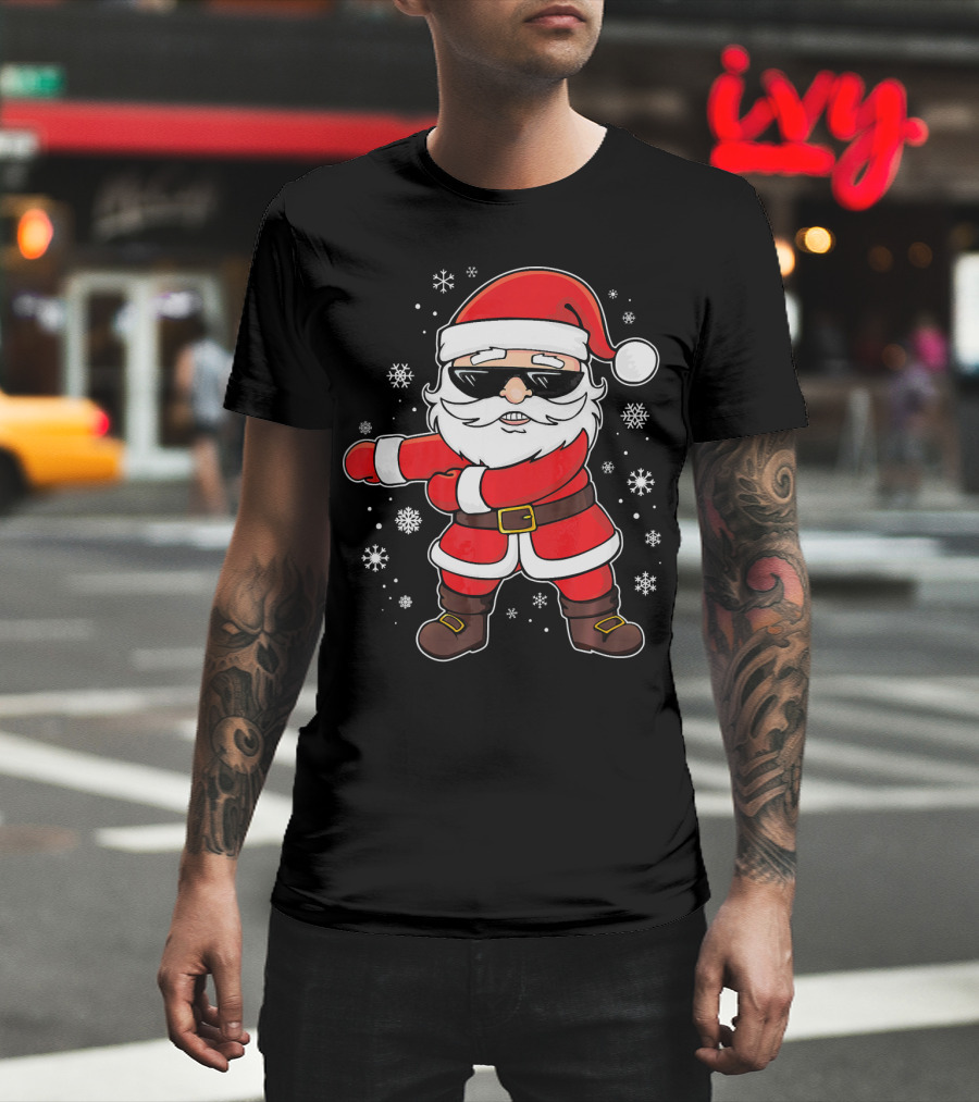Santa Floss Dance With Snowflakes And Sunglasses T-Shirt