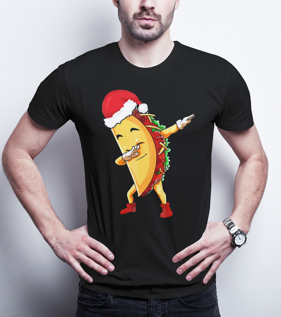 Dabbing Taco Santa Christmas Pajama Holiday Dance T-Shirt