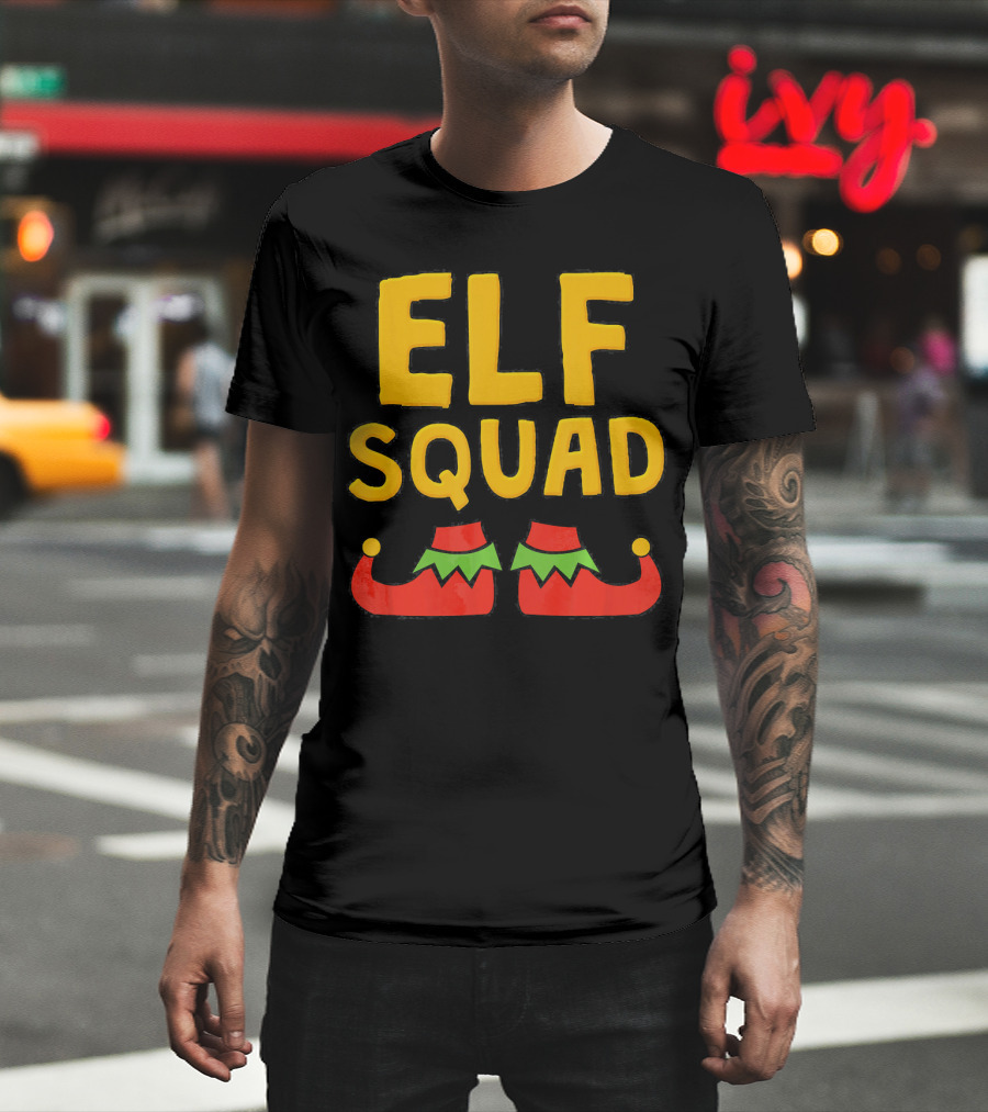 ELF SQUAD Fun Holiday Elf Shoes Festive T-Shirt