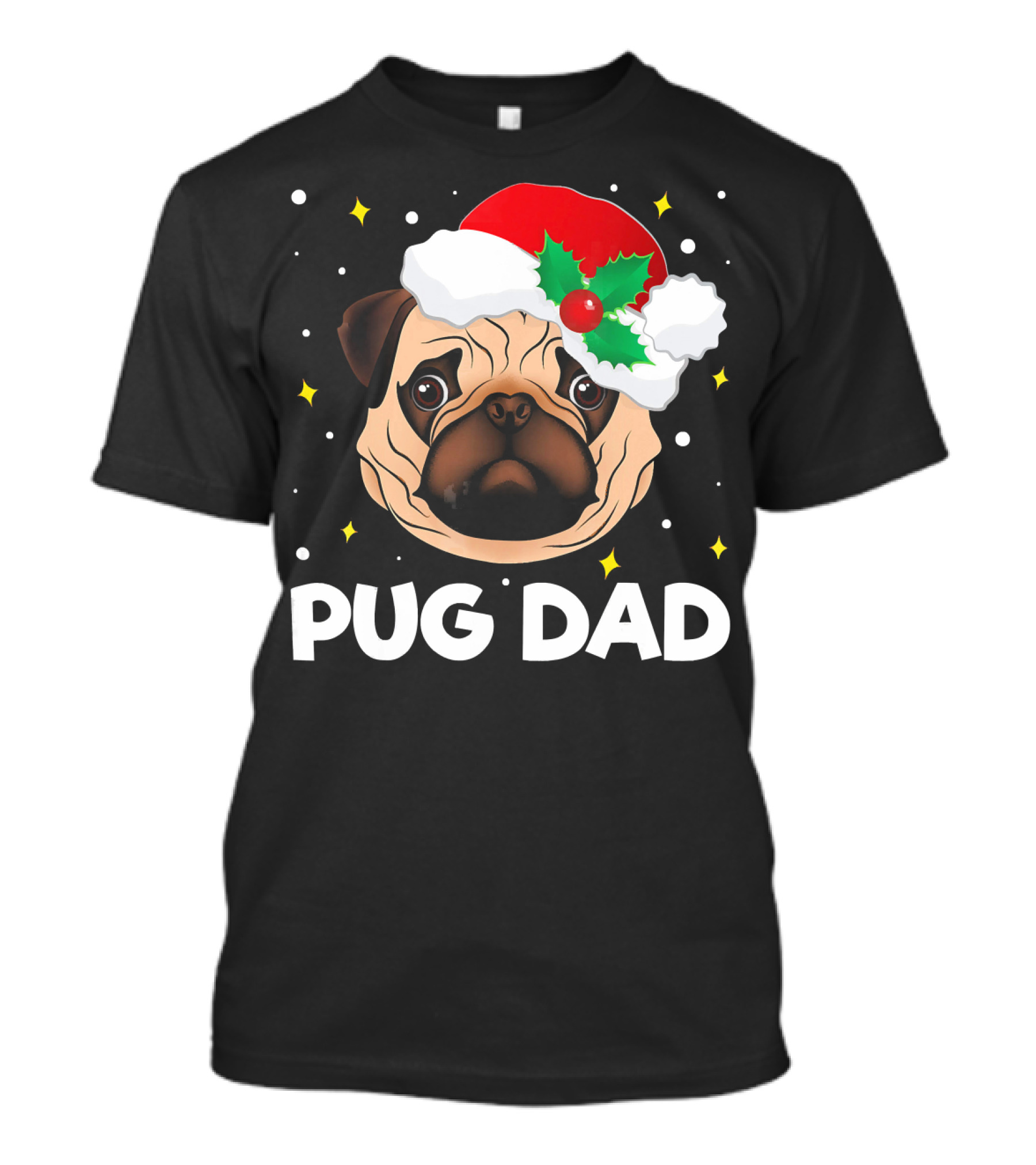 Pug Dad Daddy Christmas Santa Hat Pug T-Shirt