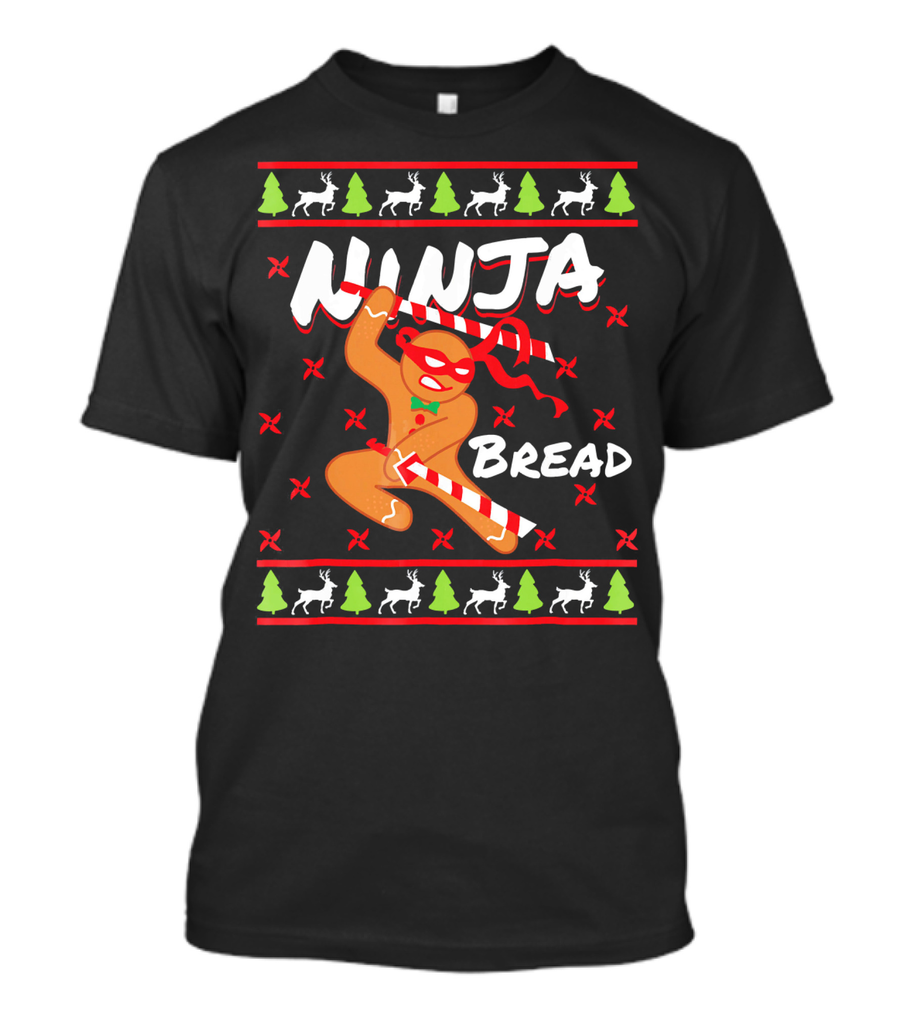 Ninjabread Man Gingerbread Ninja Christmas Sweater Reindeer Trees T-Shirt