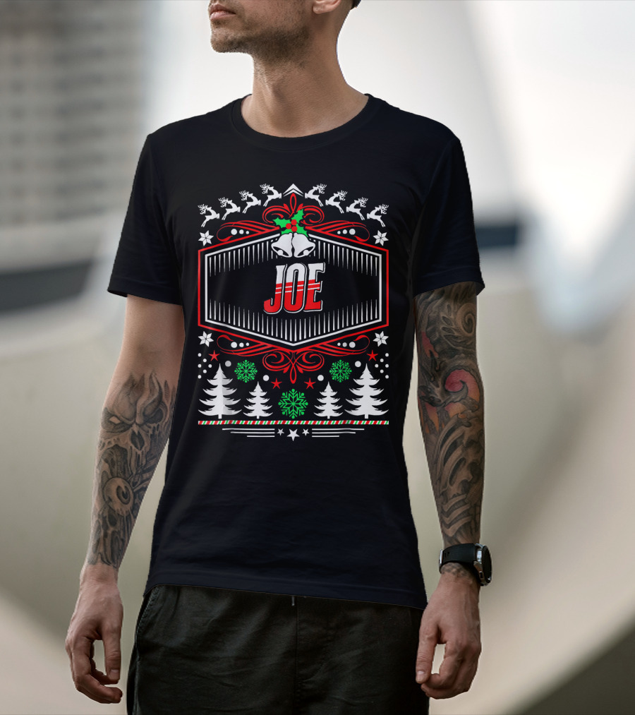 JOE Reindeer Snowflakes Christmas Trees Holiday T-Shirt
