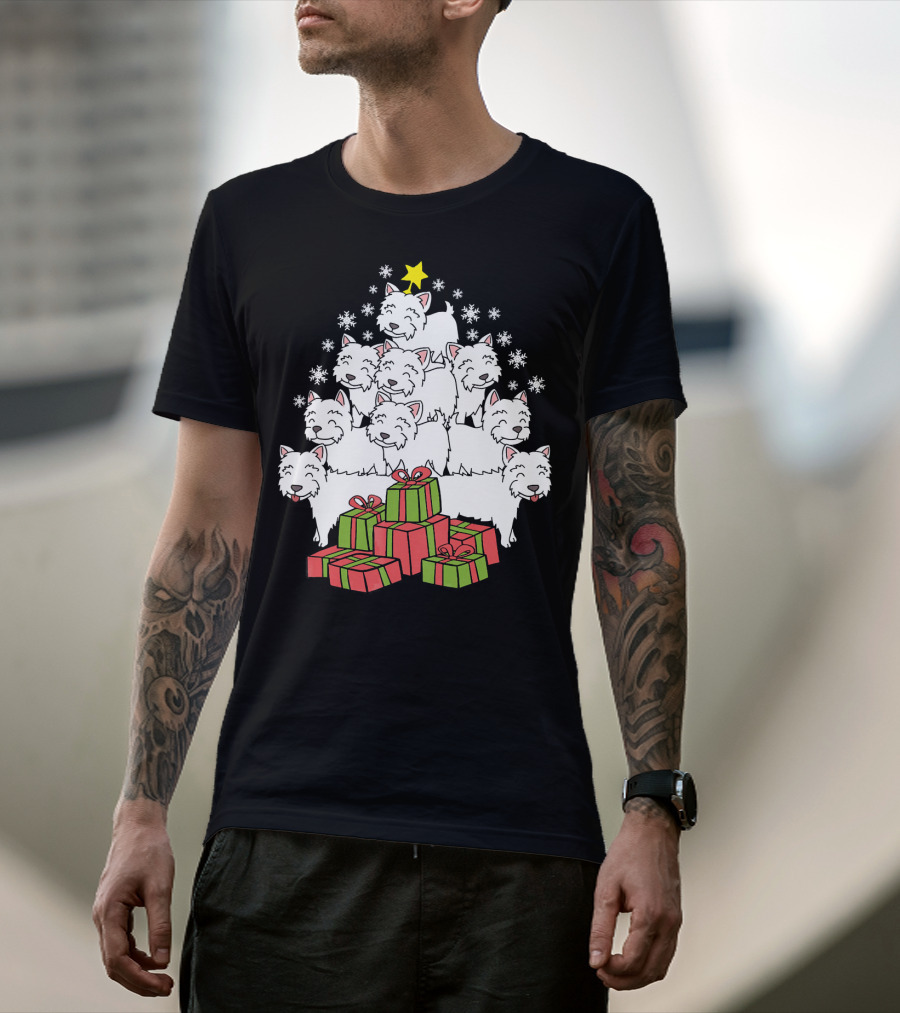 Westie Christmas Tree With Presents And Snowflakes T-Shirt