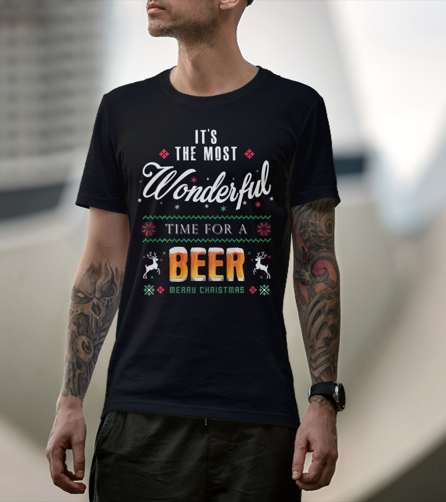 It's The Most Wonderful Time For A Beer Merry Christmas T-Shirt