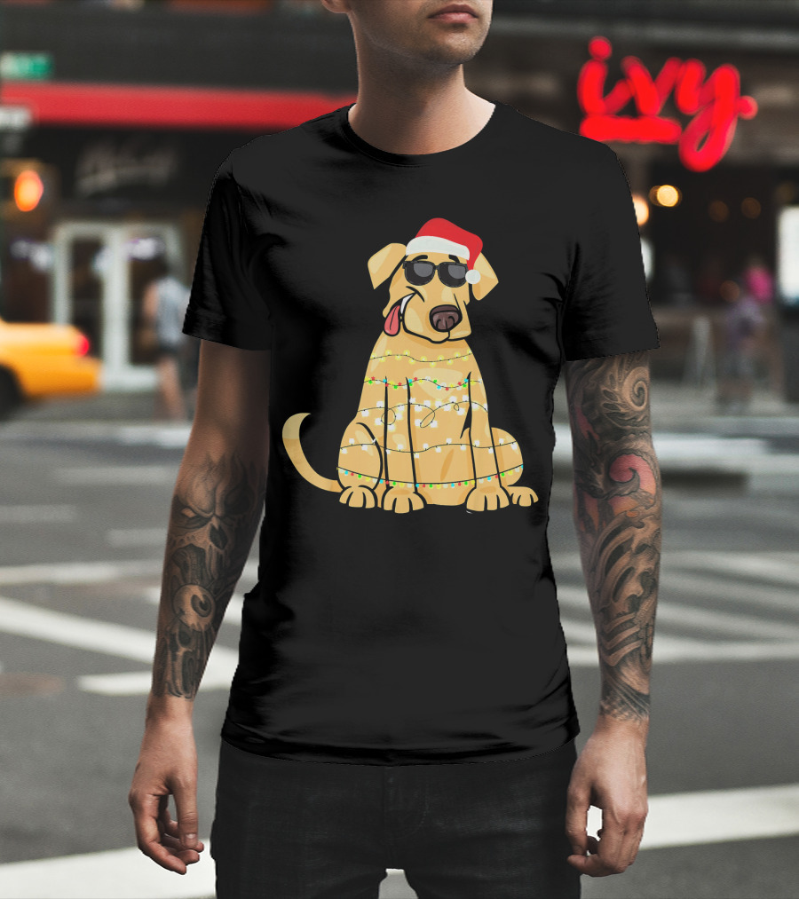 Labrador Santa Claus Christmas Lights Sunglasses T-Shirt