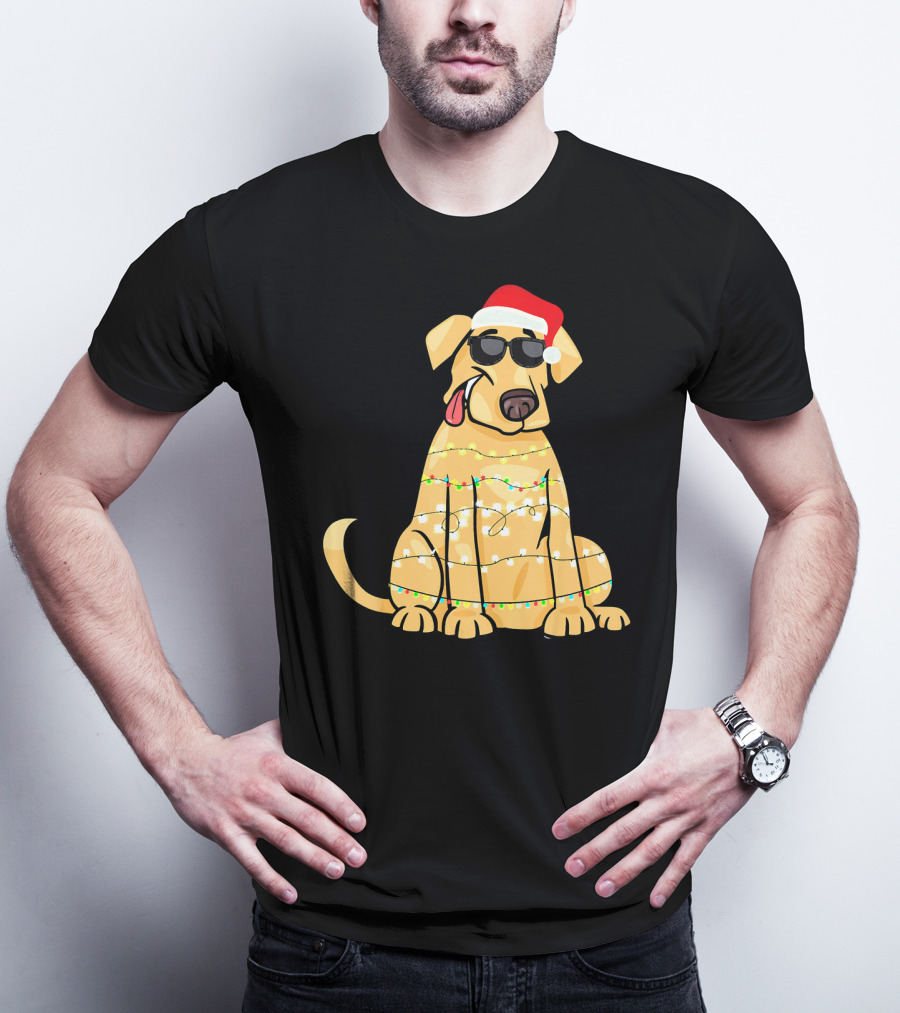 Labrador Santa Claus Christmas Lights Sunglasses T-Shirt