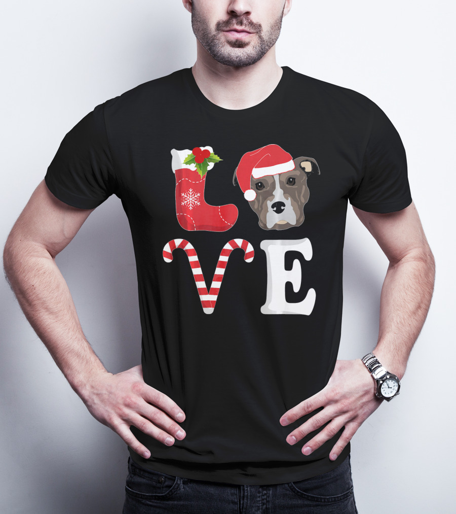 Love Christmas Pitbull Santa Pit Bull T-Shirt