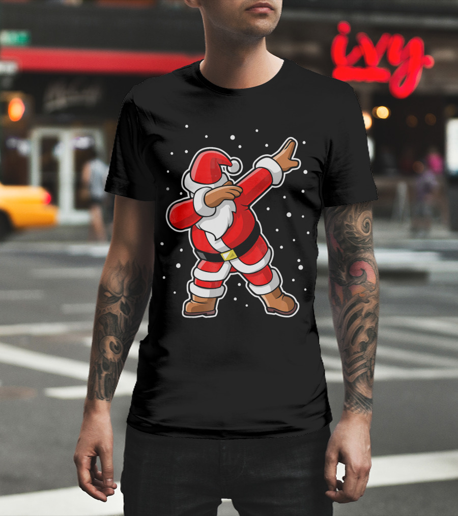 Dabbing Santa Claus Snowing Iconic Christmas Pose T-Shirt