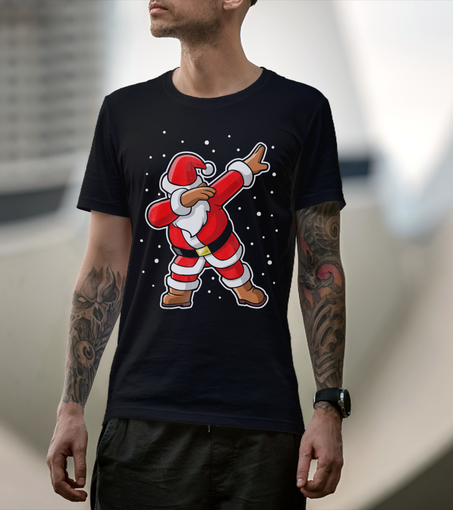 Dabbing Santa Claus Snowing Iconic Christmas Pose T-Shirt