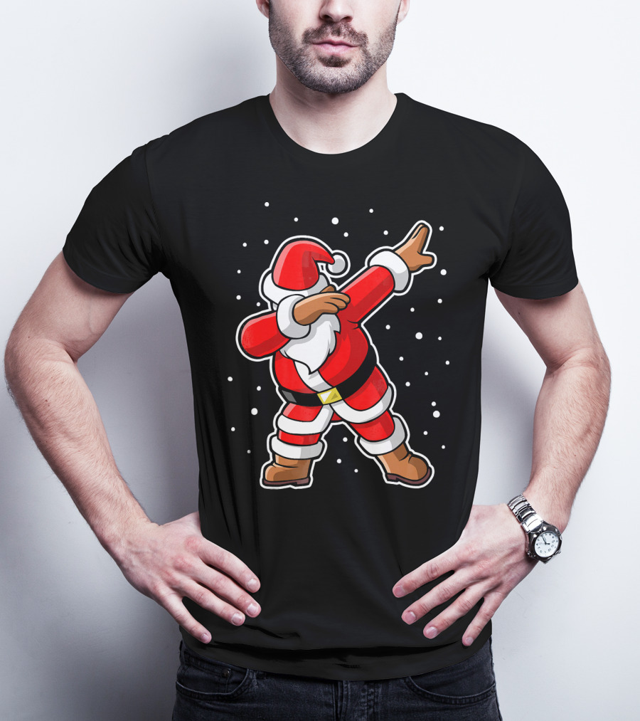 Dabbing Santa Claus Snowing Iconic Christmas Pose T-Shirt