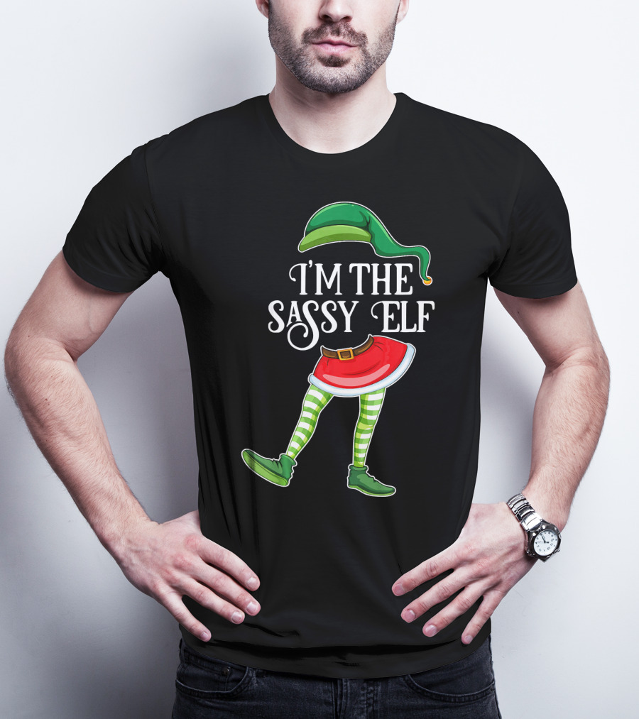 I'm The Sassy Elf With Green Hat And Striped Socks T-Shirt