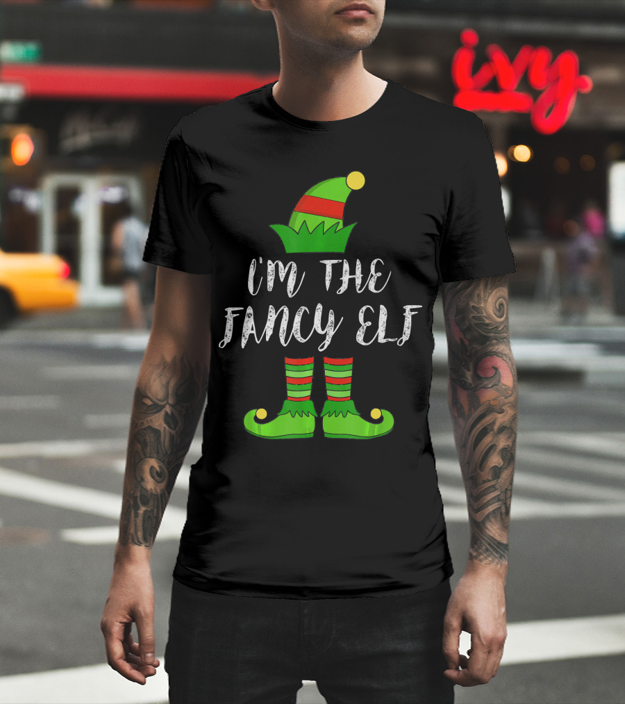 I'm The Fancy Elf Christmas Party Hat And Shoes T-Shirt