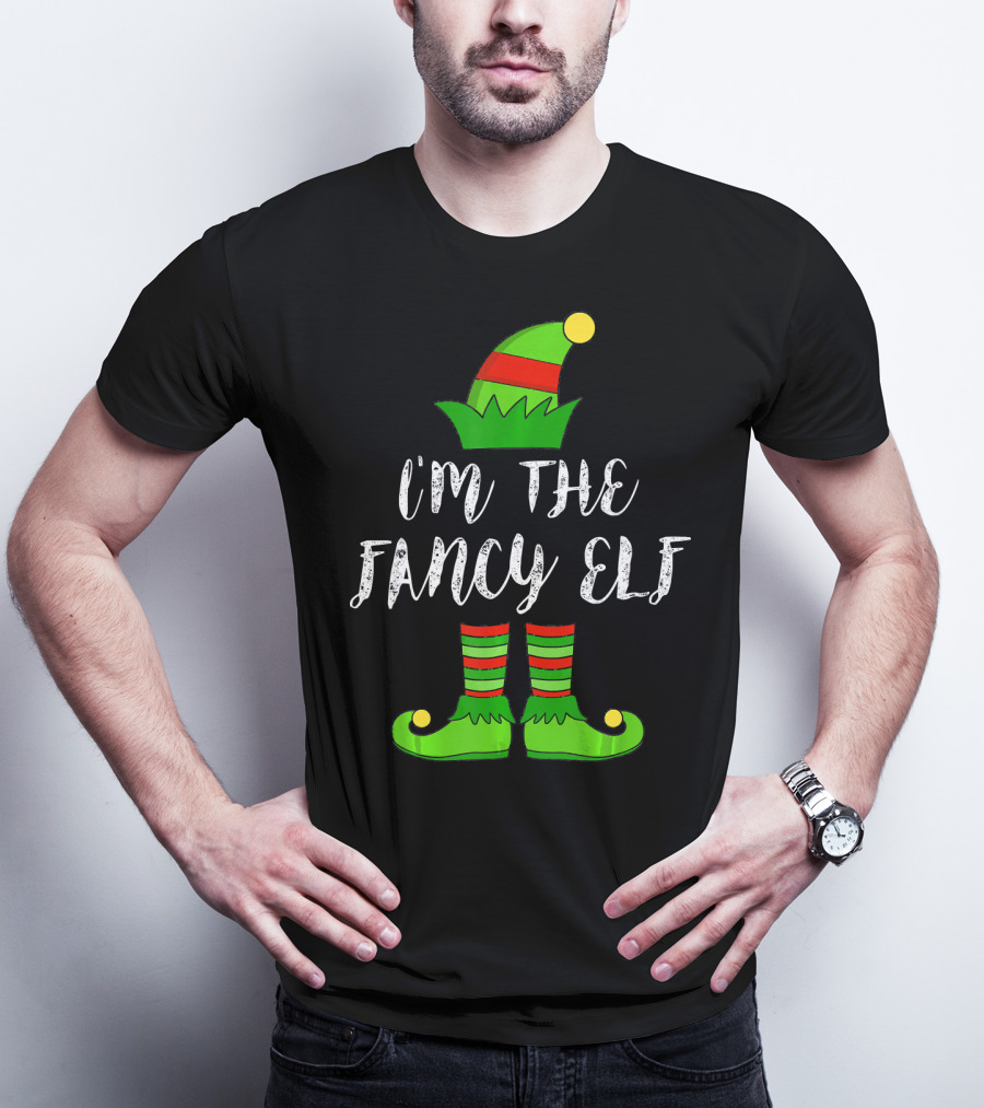 I'm The Fancy Elf Christmas Party Hat And Shoes T-Shirt