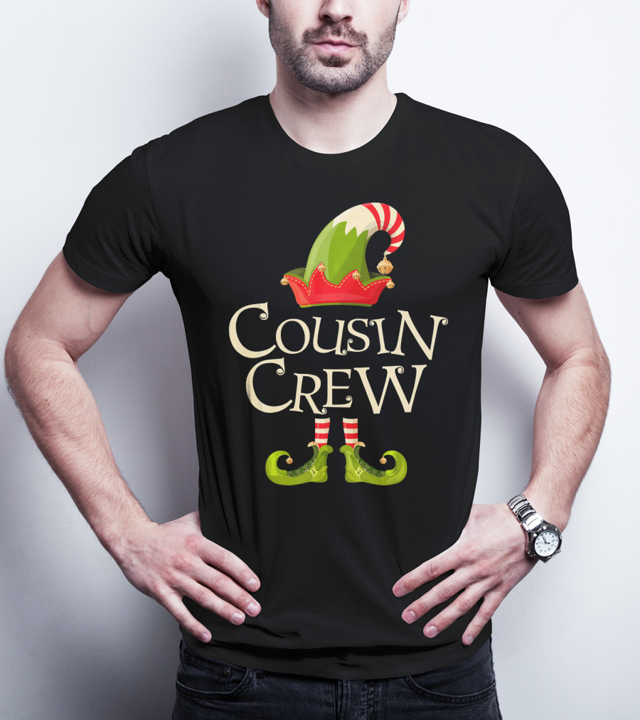Cousin Crew Elf Matching Family Christmas Hat And Shoes T-Shirt