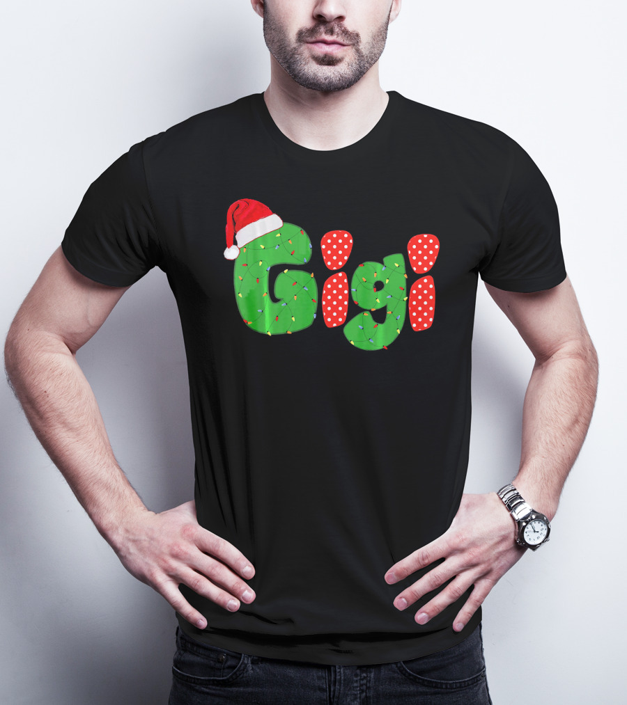 Gigi Christmas Santa Hat Lights Family Matching Pajamas T-Shirt