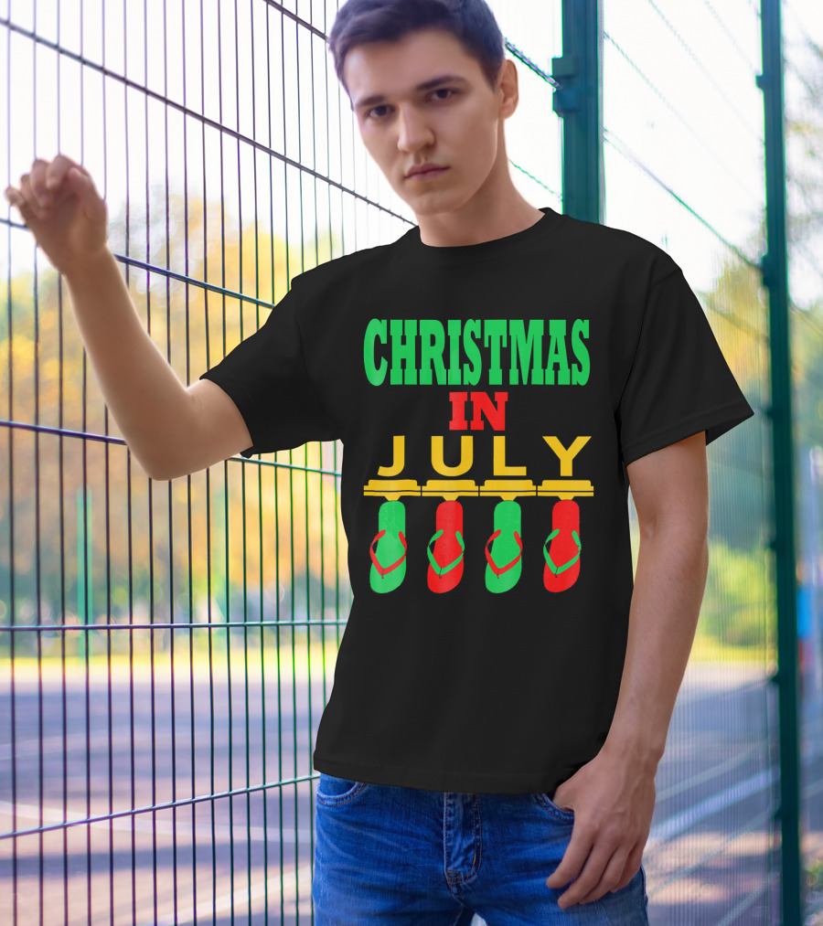 CHRISTMAS IN JULY Flip Flops Summer Holiday T-Shirt