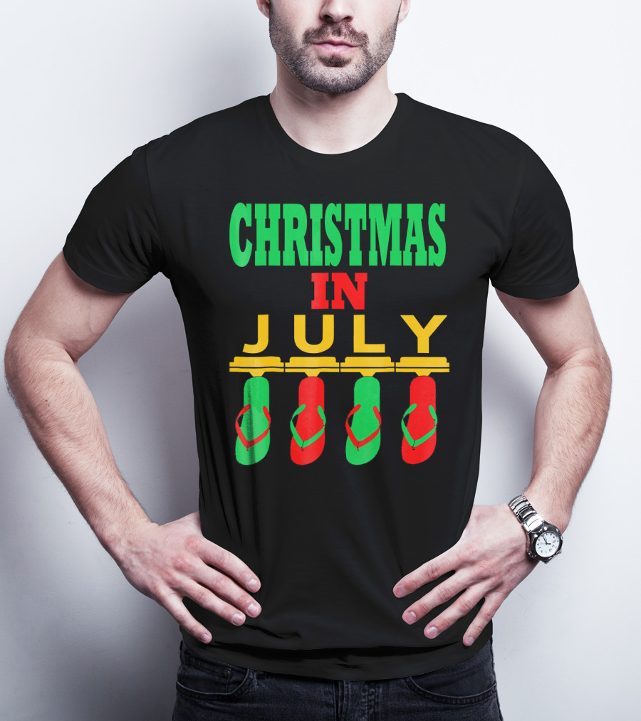CHRISTMAS IN JULY Flip Flops Summer Holiday T-Shirt