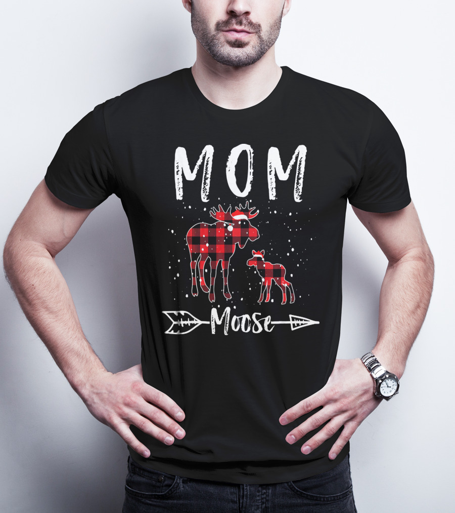 Mom Moose Buffalo Plaid Arrow T-Shirt