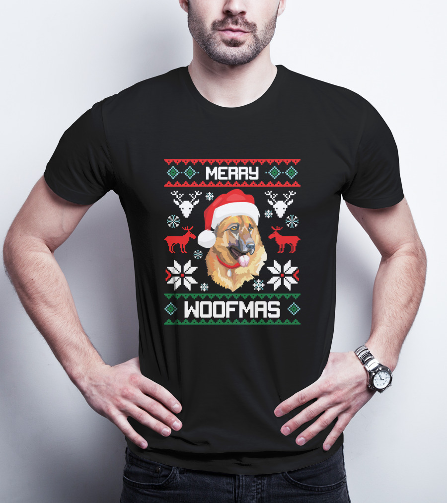 Merry Woofmas German Shepherd Dog Christmas T-Shirt