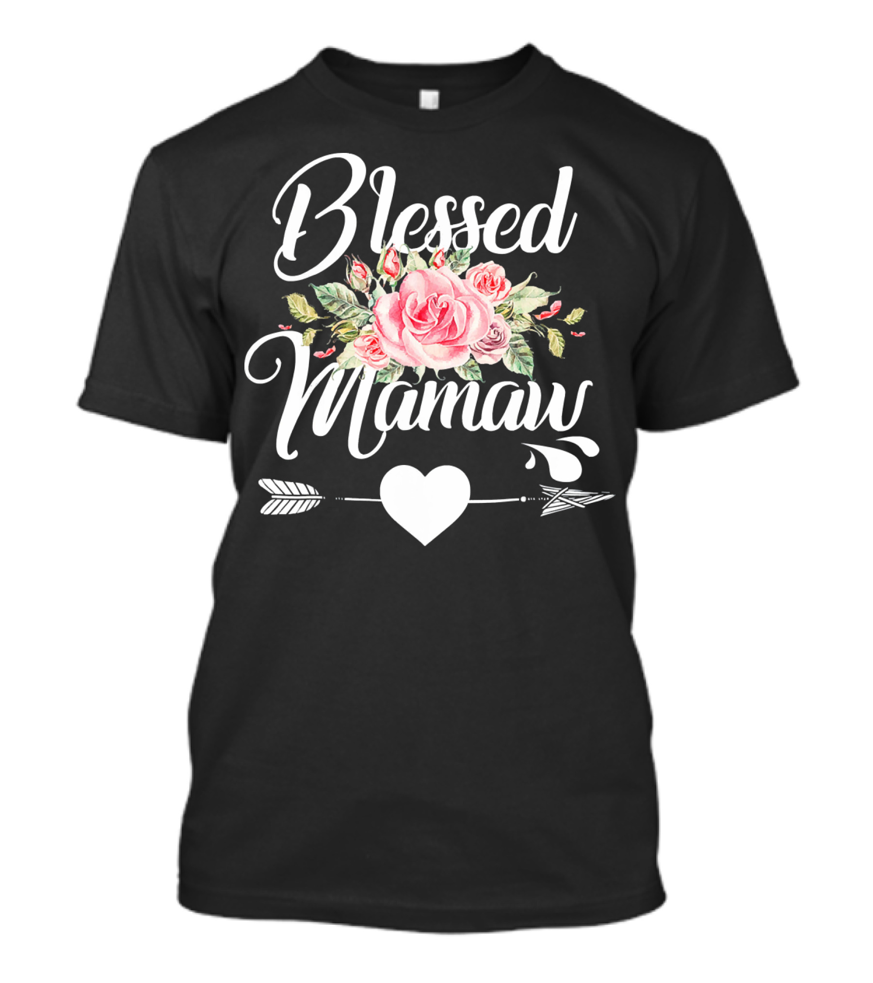 Blessed Mamaw Floral Rose Heart Arrow T-Shirt