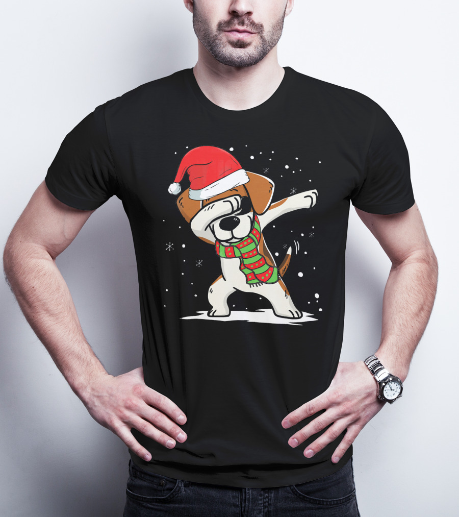 Dabbing Beagle Santa Christmas Dog Dance T-Shirt