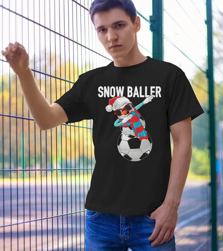 Snow Baller Dabbing Soccer Christmas Sno T-Shirt