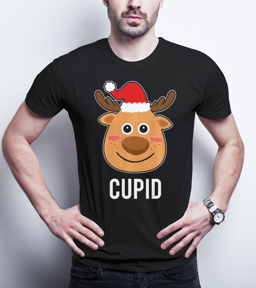 Santa Reindeer Cupid Xmas Group Adorable Christmas Deer Face Holiday T-Shirt