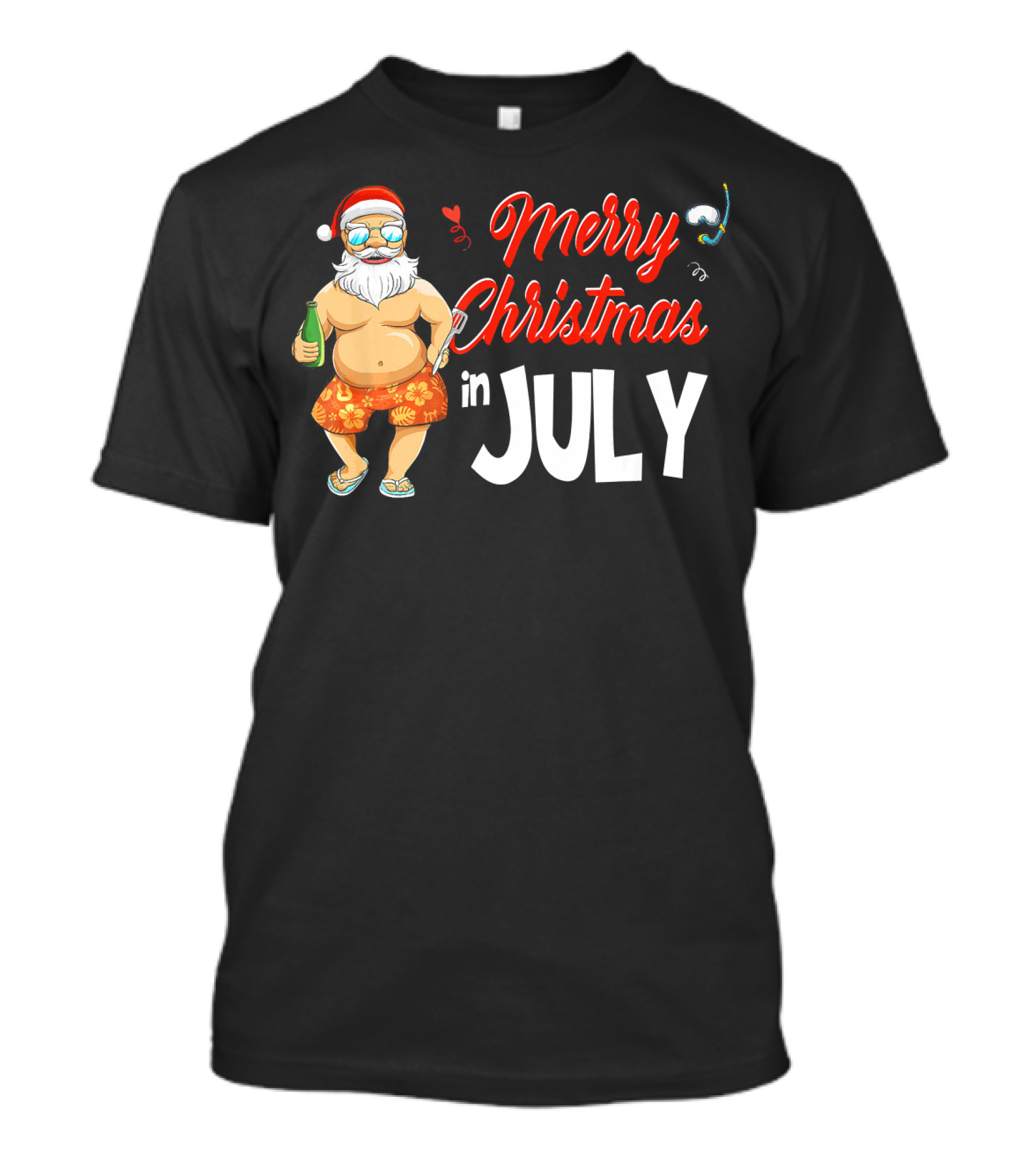 Merry Christmas In July Santa Claus Summer Beach Vibes T-Shirt