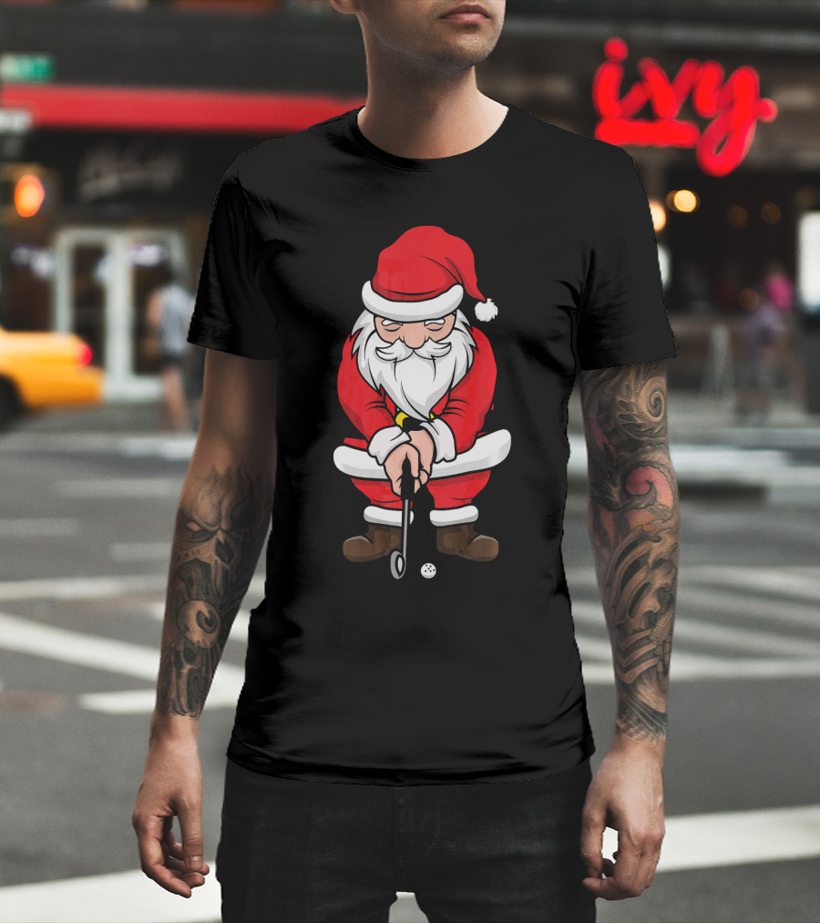 Christmas Santa Claus Golfing Swing T-Shirt