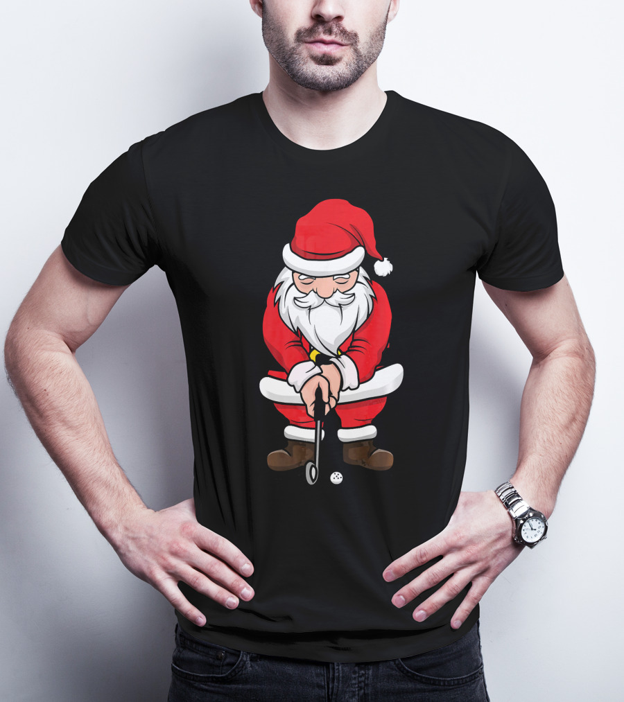Christmas Santa Claus Golfing Swing T-Shirt
