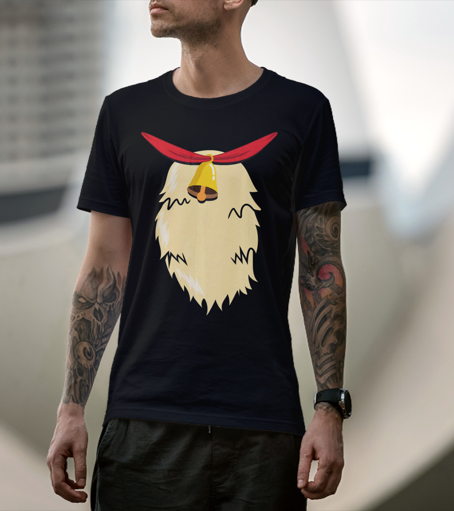 Christmas Reindeer Bell Santa Beard Costume T-Shirt