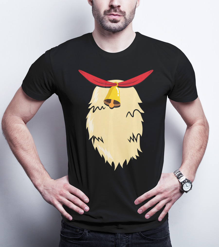Christmas Reindeer Bell Santa Beard Costume T-Shirt