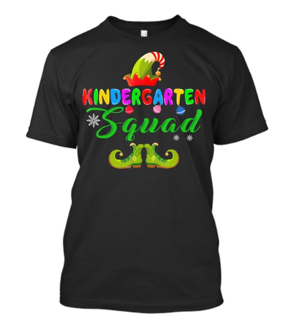 Kindergarten Squad Christmas Elf Hat And Shoes T-Shirt