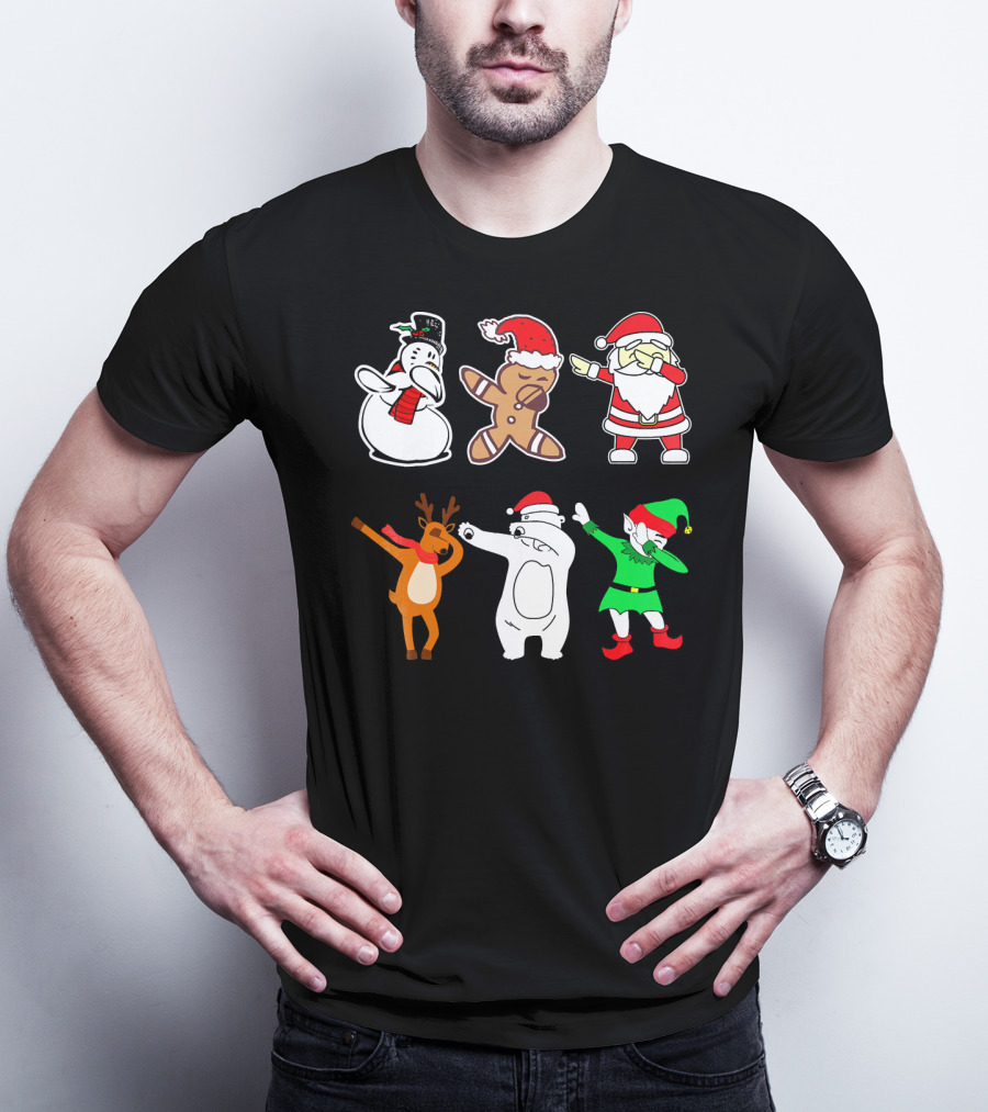 Dabbing Snowman Gingerbread Santa Reindeer Polar Bear Elf Christmas Dab T-Shirt