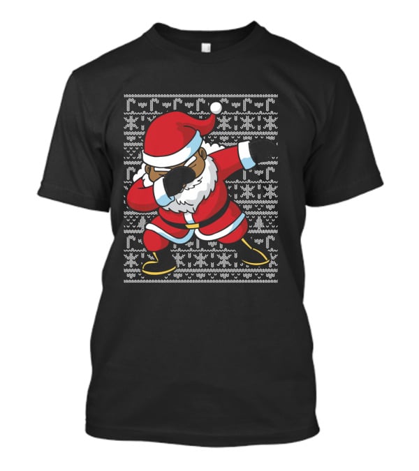 Christmas Black Santa Dabbing Ugly T-Shirt