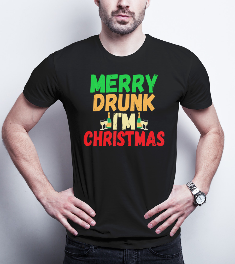 Merry Drunk I'm Christmas Winter Holiday Drinking T-Shirt