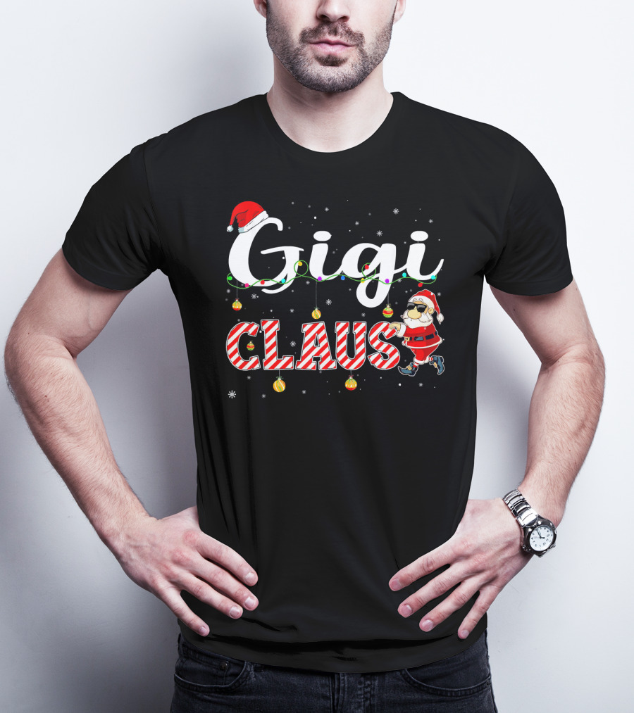 Gigi Claus Santa Hat Christmas Ornaments Snowflakes T-Shirt