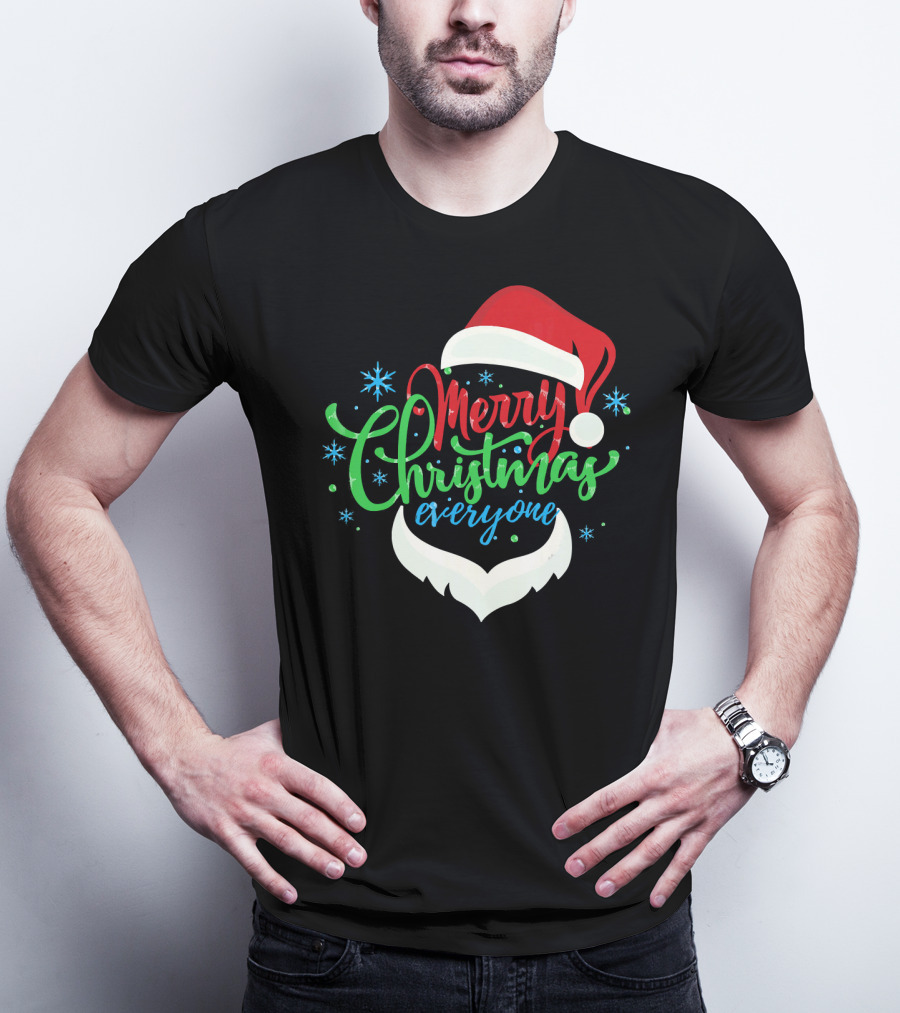 Merry Christmas Everyone Santa Hat With Beard T-Shirt