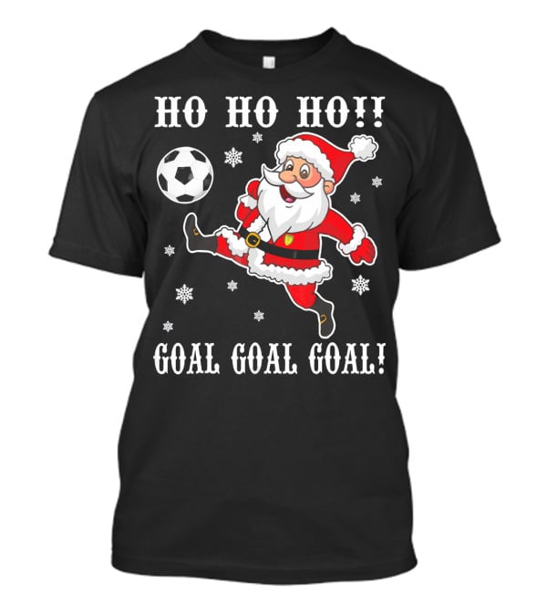 HO HO HO Santa Soccer Goal Goal Goal Snowflakes T-Shirt
