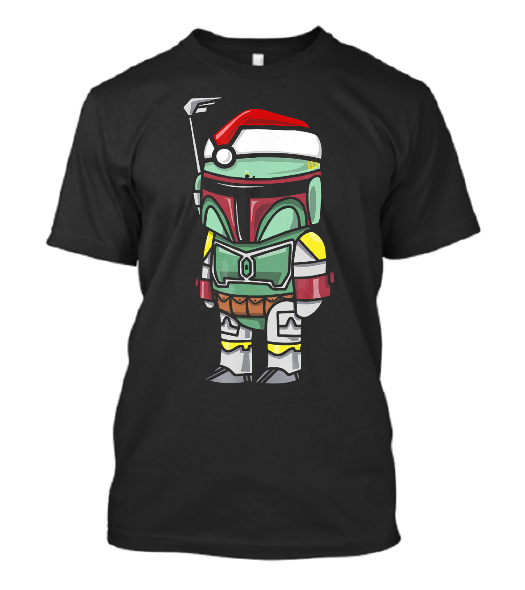 Boba Fett Wearing Santa Hat Star Wars Cartoon Character T-Shirt