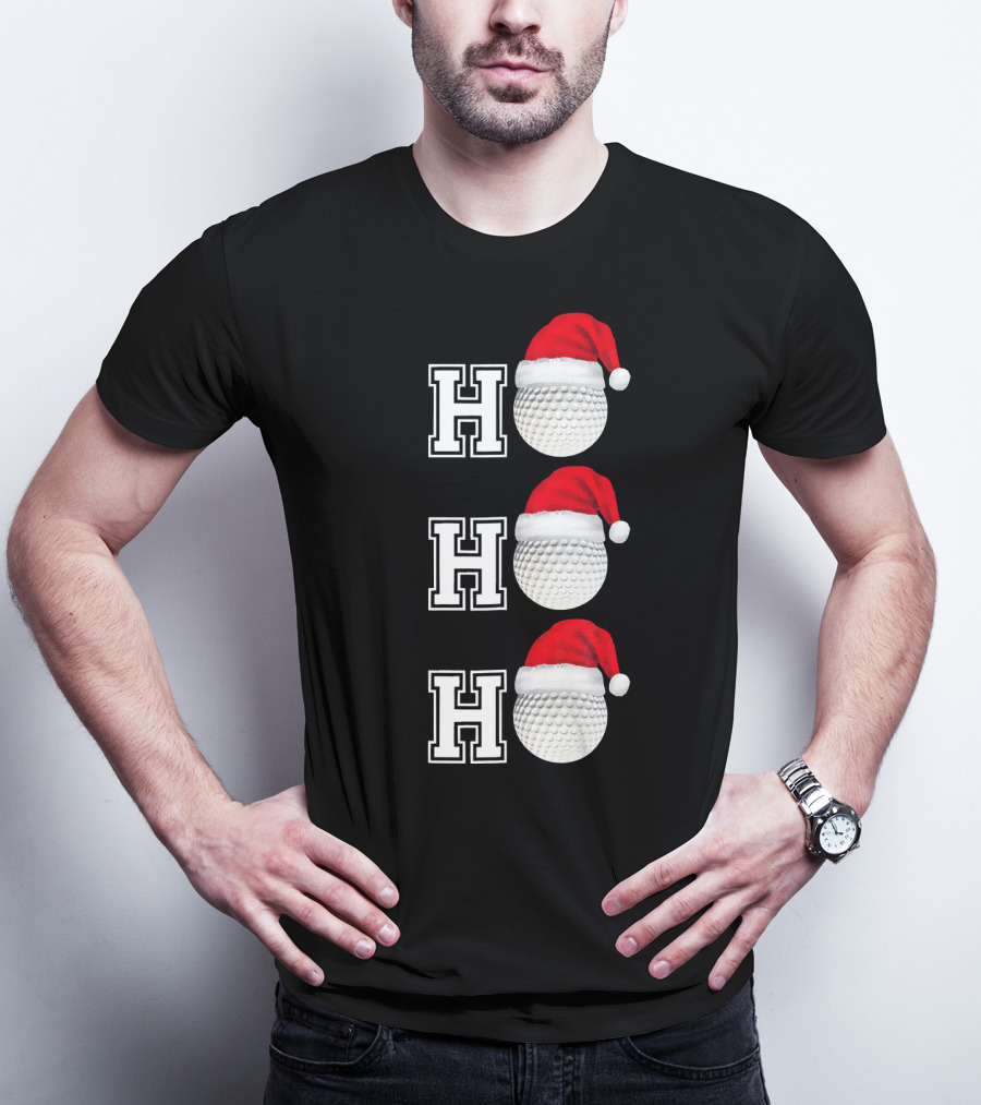 Ho Ho Ho Golf Ball Santa Hat Christmas T-Shirt