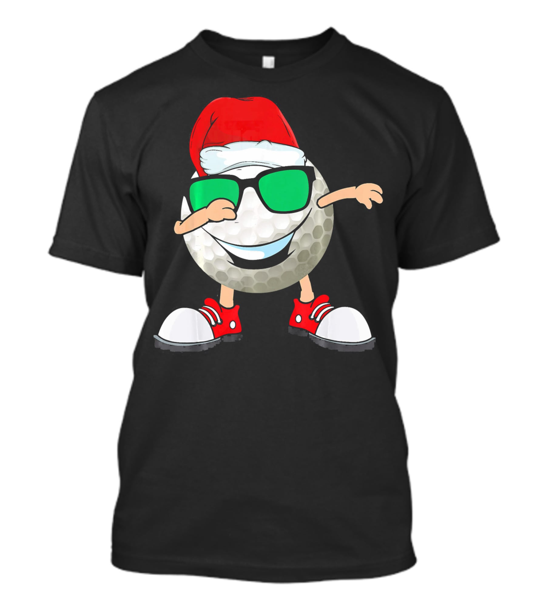 Dabbing Golf Ball With Santa Hat And Sunglasses T-Shirt