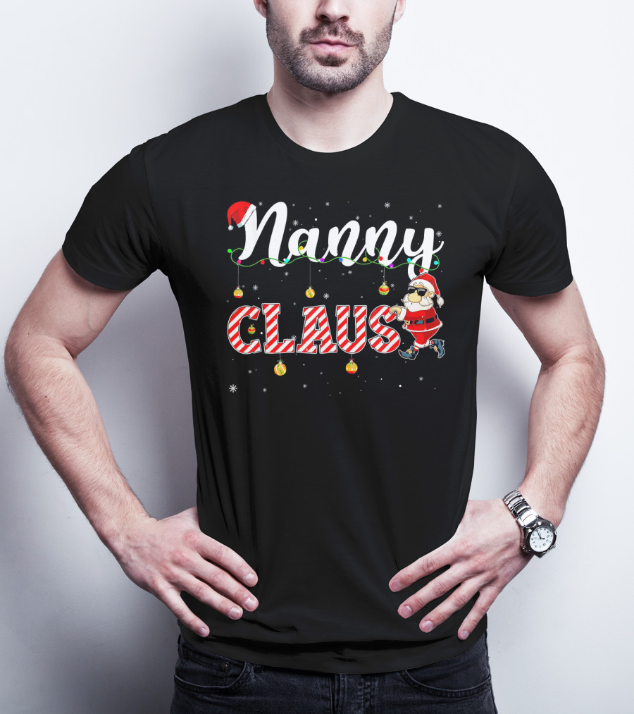 Nanny Claus Cute Christmas Santa Hat Matching T-Shirt