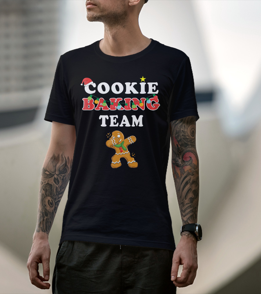 Cookie Baking Team Christmas Gingerbread Santa Lights Holiday T-Shirt