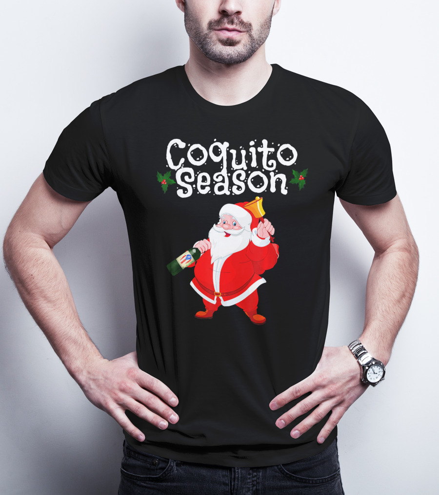 Coquito Season Funny Santa Claus Christmas Puerto Rican T-Shirt