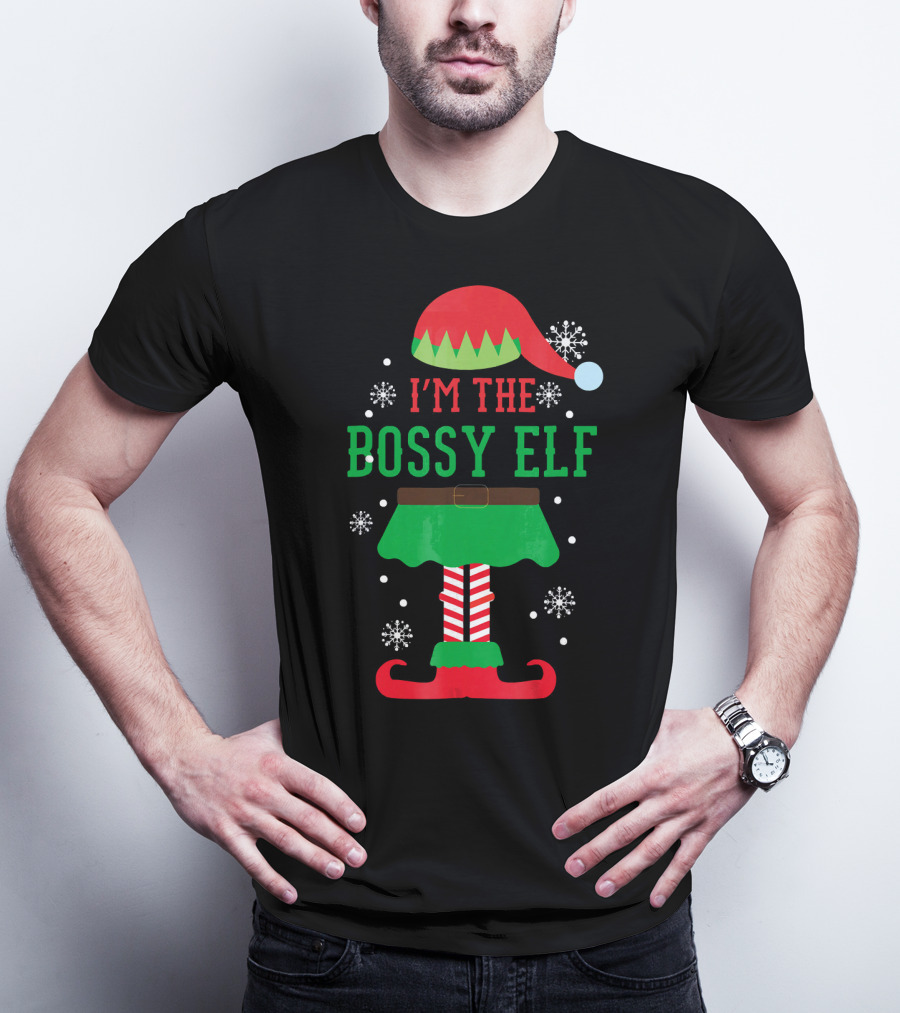 I'm The Bossy Elf Christmas Snowflake T-Shirt