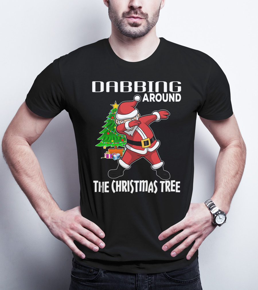 Dabbing Around The Christmas Tree Santa Claus With Presents T-Shirt