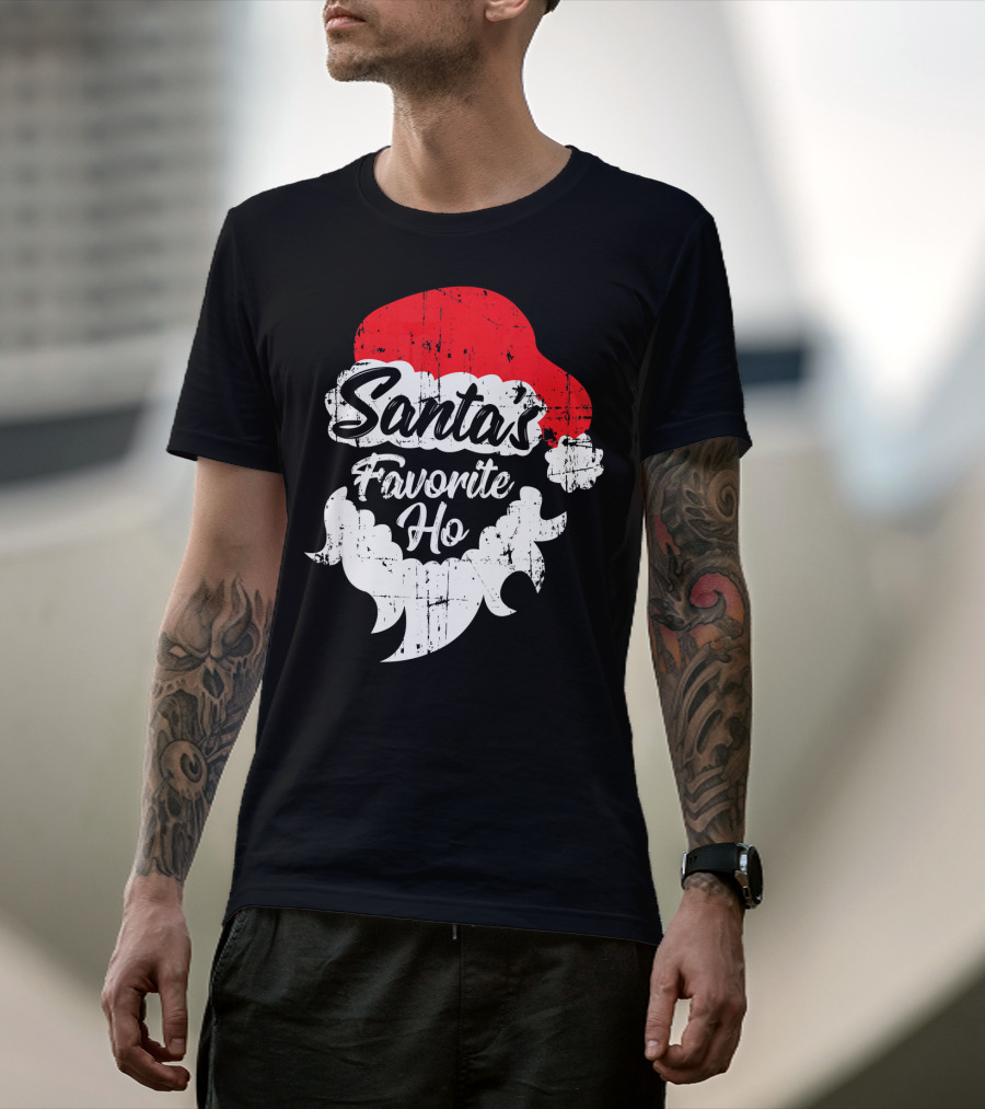 Santa's Favorite Ho Christmas Beard And Hat T-Shirt